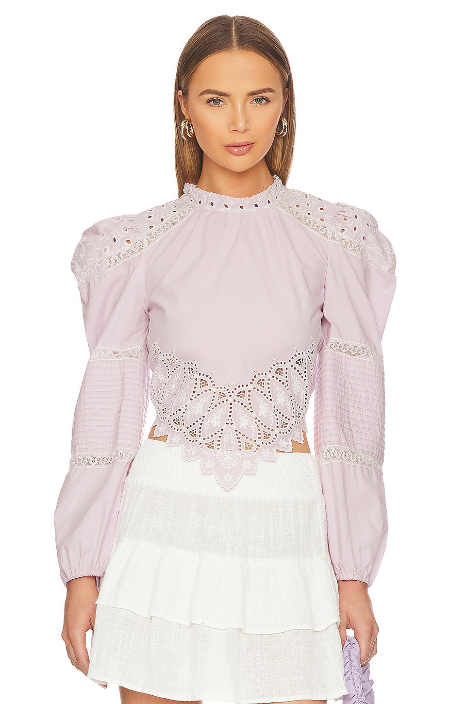 LoveShackFancy Hito Handkerchief Top in Soft Iris | REVOLVE