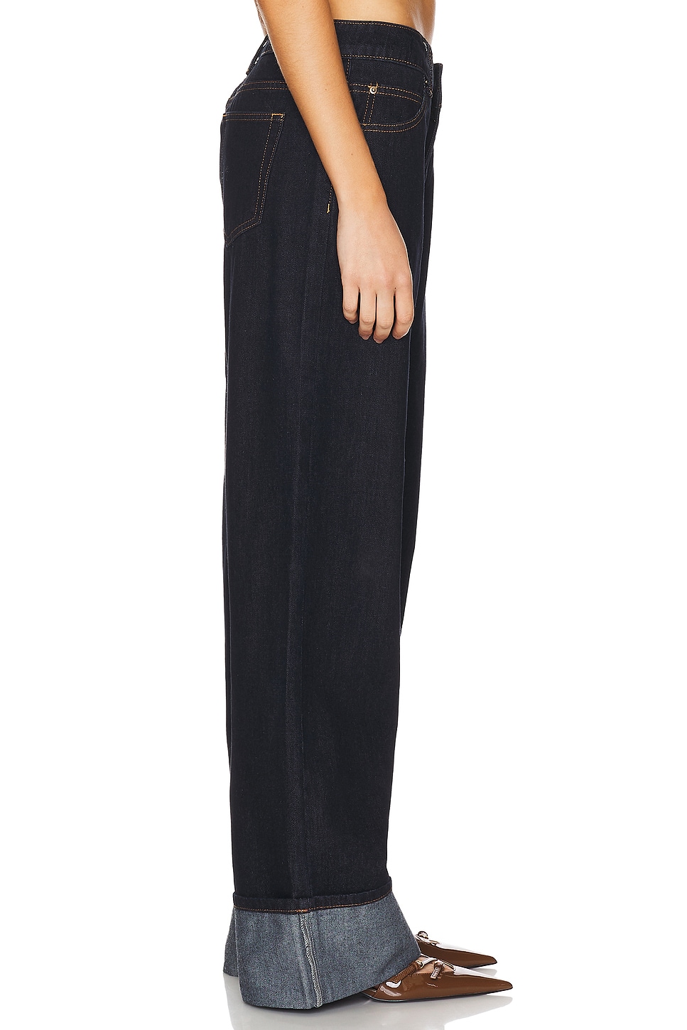 LIONESS Top Model Cuffed Jeans in Dark Denim | REVOLVE