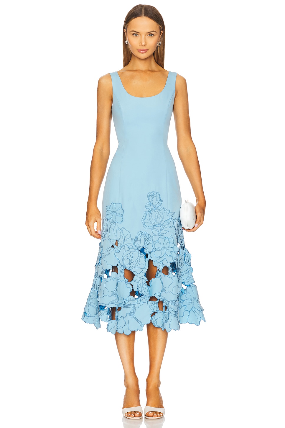 LEO LIN Emily Applique Midi Dress in Cornflower Blue | REVOLVE