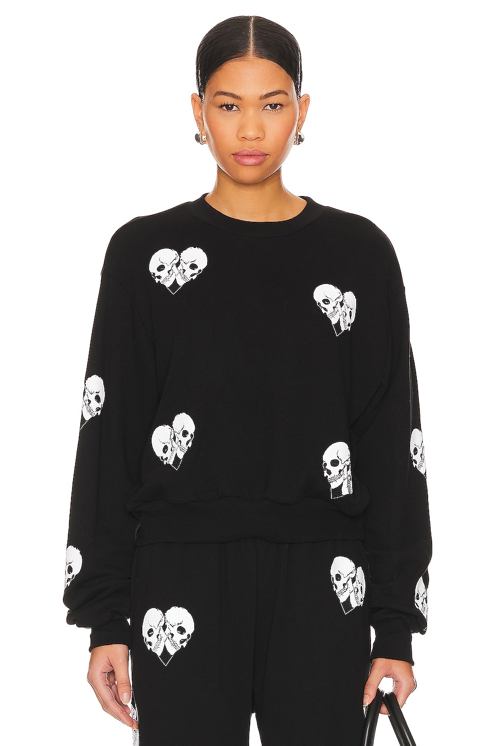Lauren Moshi Spalding Skull Heart Pullover in Black | REVOLVE