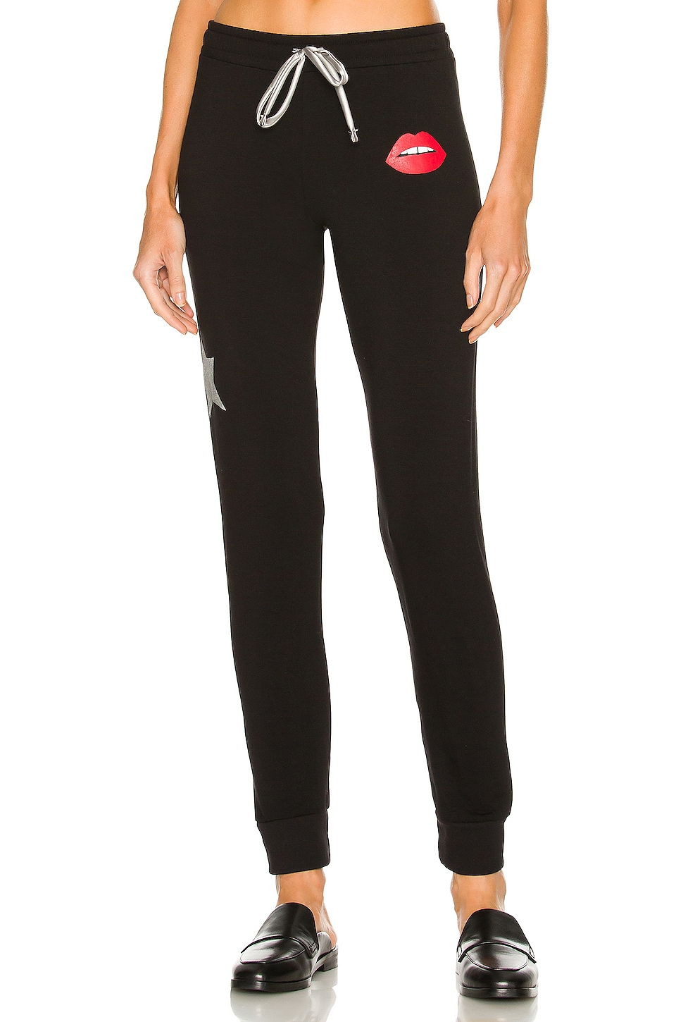 Lauren Moshi Jess Slim Jogger in Black & Silver | REVOLVE