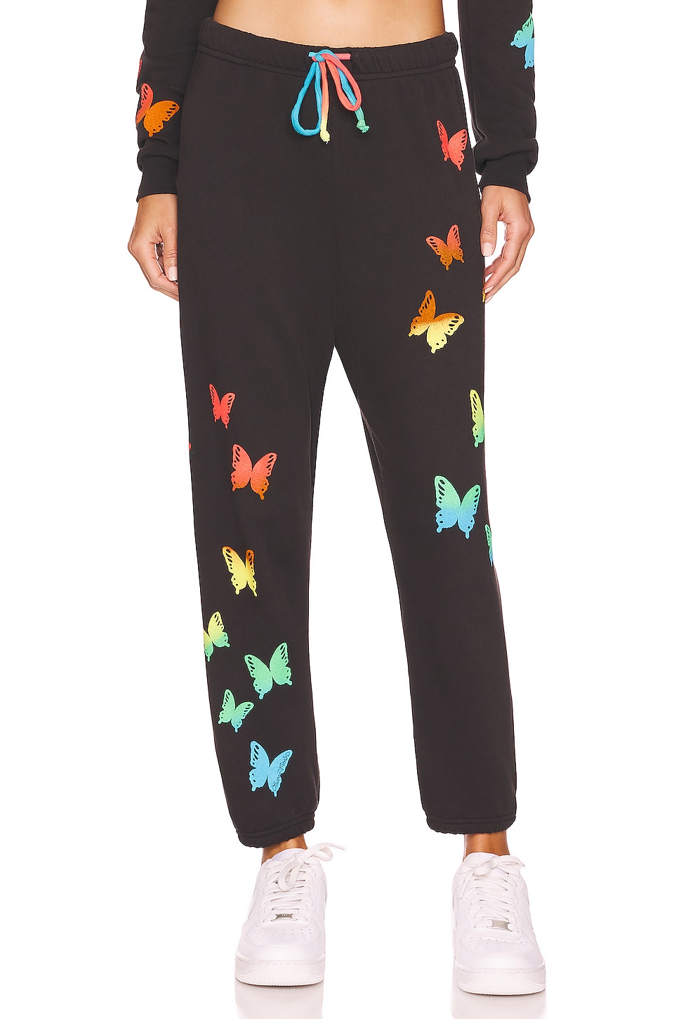 Lauren Moshi Ruth Rainbow Butterflies Sweatpant in Onyx | REVOLVE