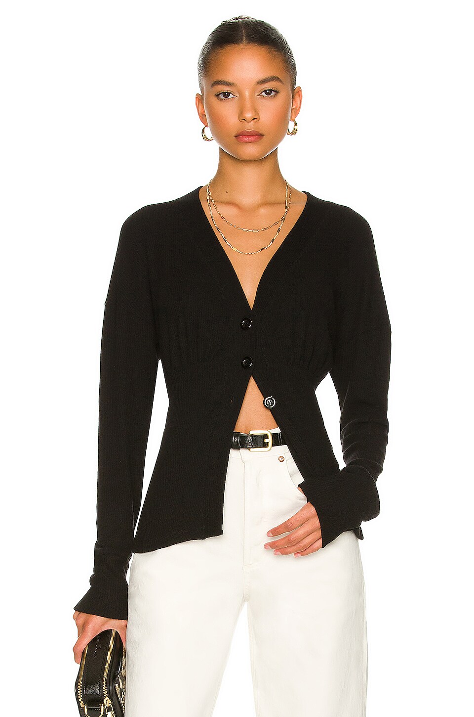 LNA Brushed Rib Sinched Cardigan in Black | REVOLVE