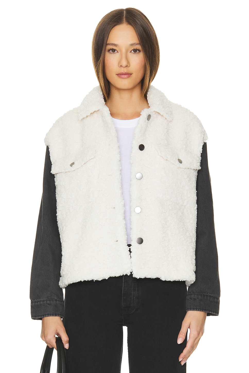 LNA Riley Jacket in Cream And Dark Grey | REVOLVE