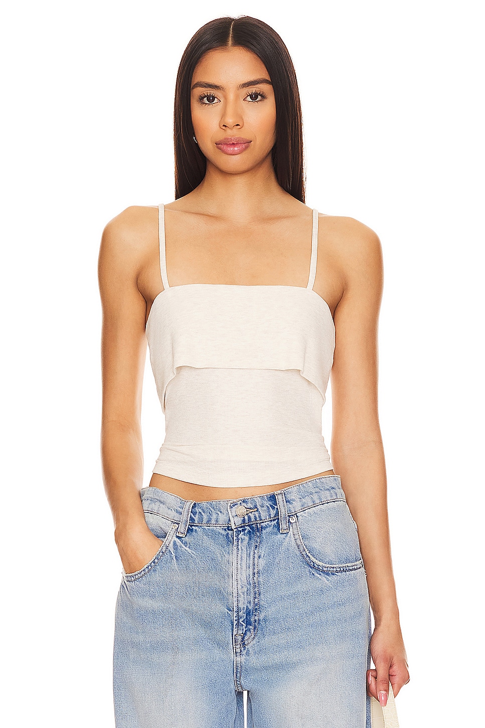 LNA Gwen Rib Cami in Heather White | REVOLVE