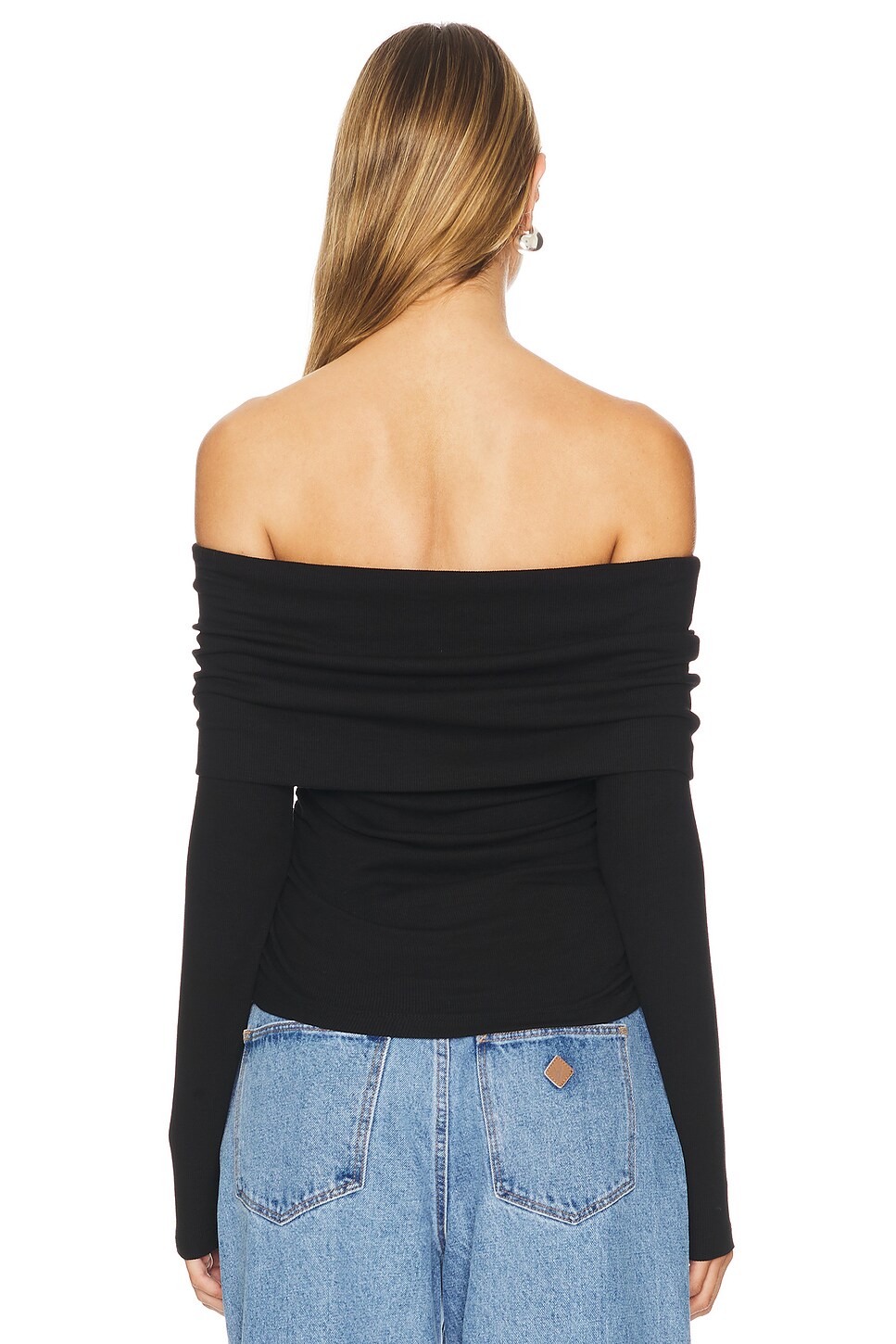 LNA Liya Ribbed Fold Over Top in Black | REVOLVE
