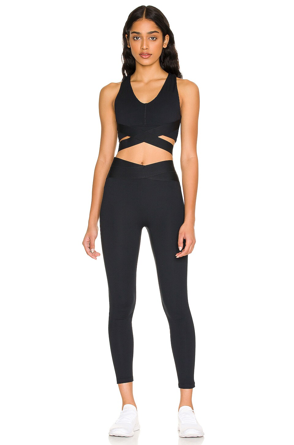 Le Ore Corso Crossover Sports Bra in Black | REVOLVE
