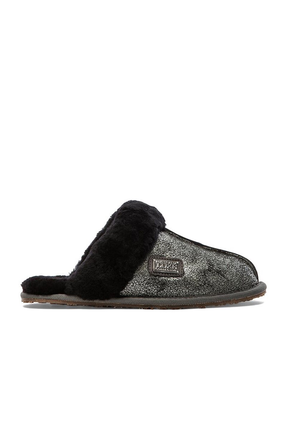 Australia Luxe Collective Close Mule Slipper in Crackle Black & Silver ...