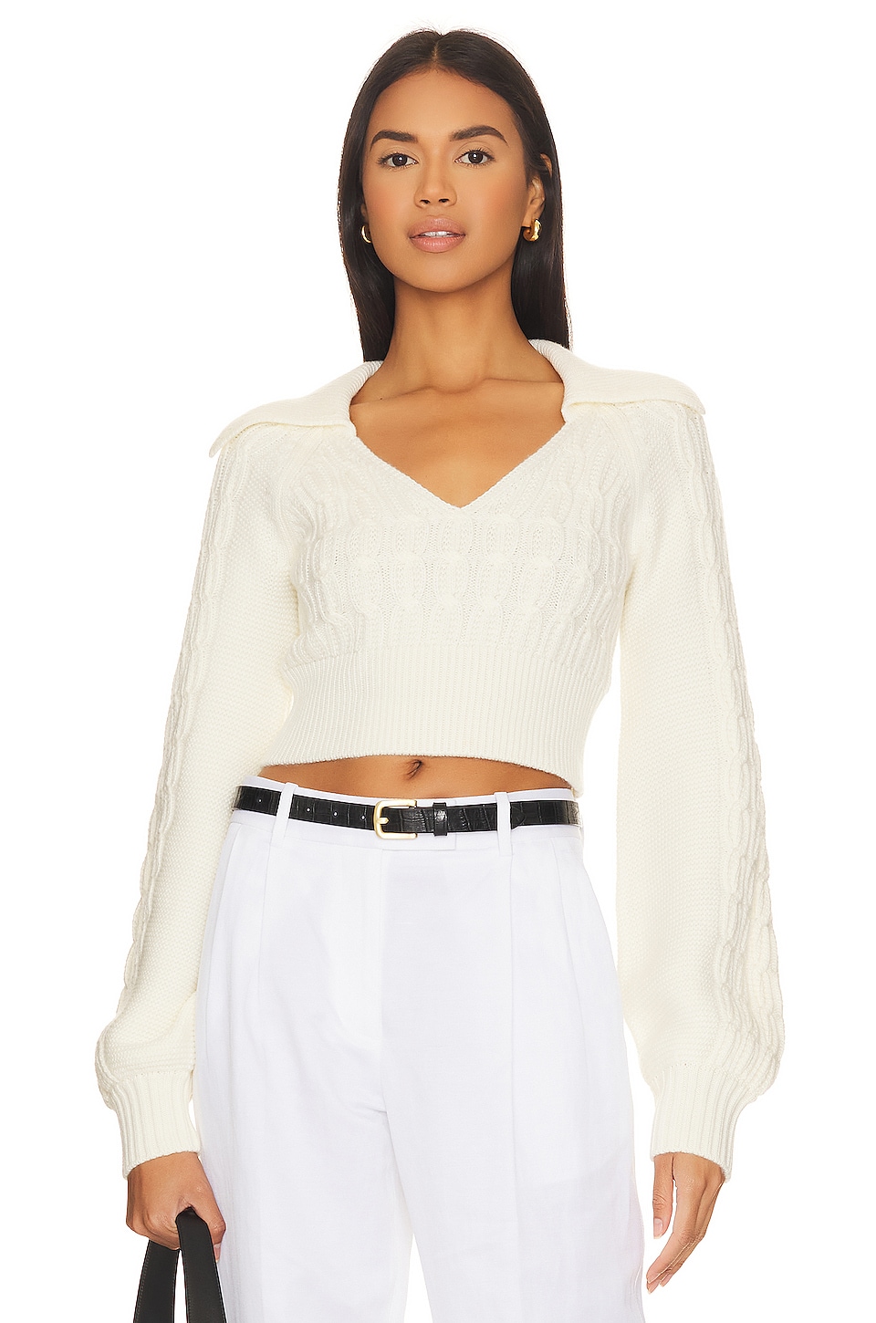 Lovers and Friends Mel Cable Knit Sweater in Ivory | REVOLVE