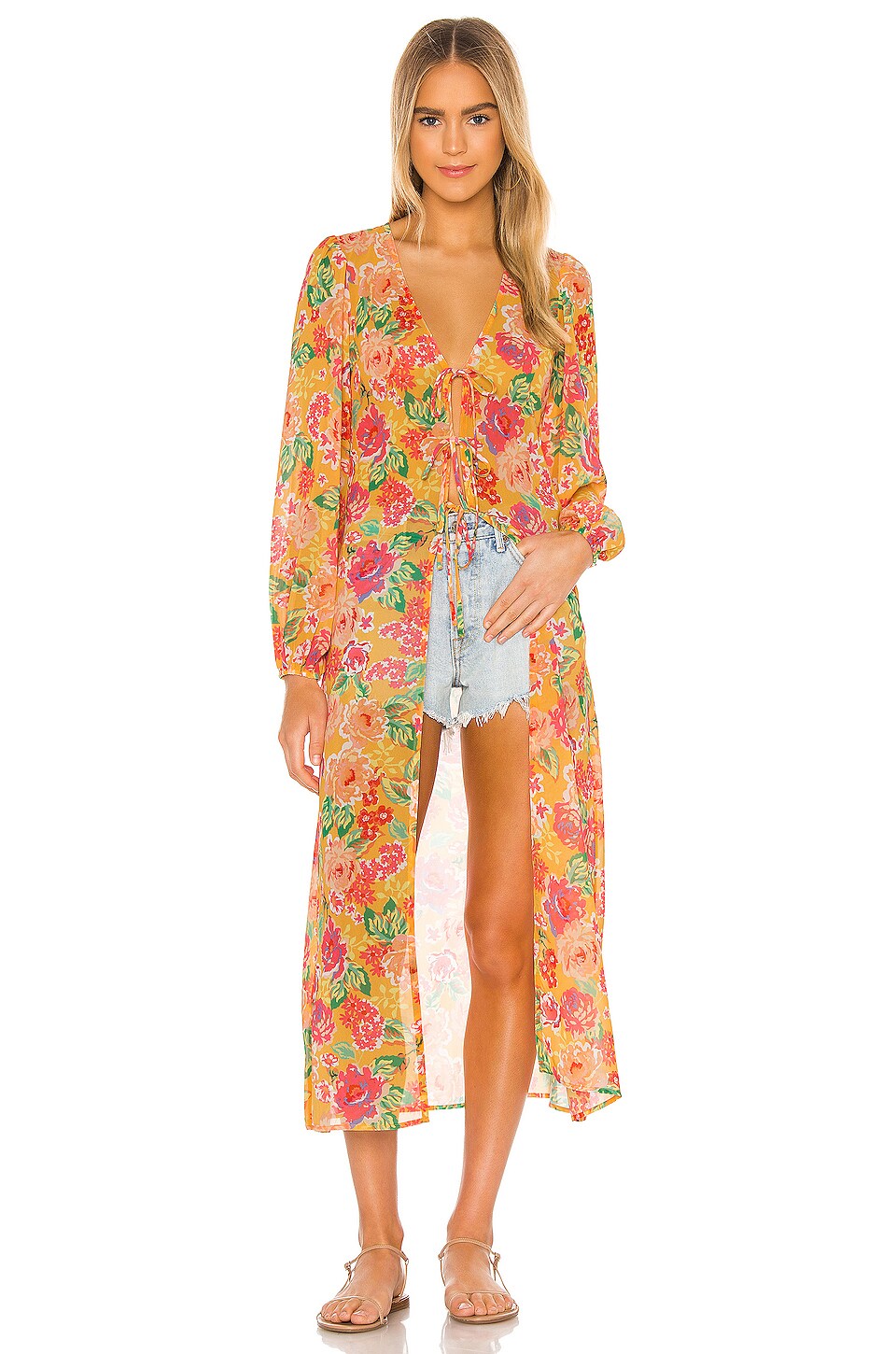 Lovers and Friends Temptation Robe in Tangerine Floral | REVOLVE