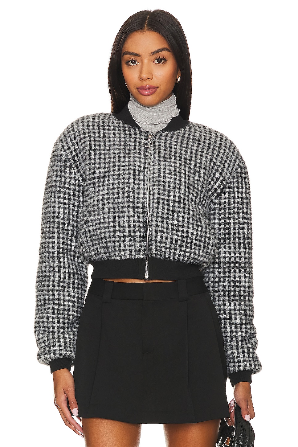 Lovers and Friends x Rachel Sabrina Bomber Jacket in Black White Check ...