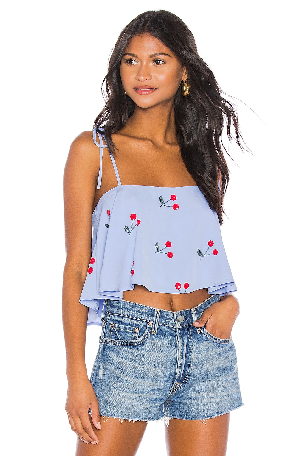 Lovers and Friends Amberly Crop Top in Light Blue | REVOLVE