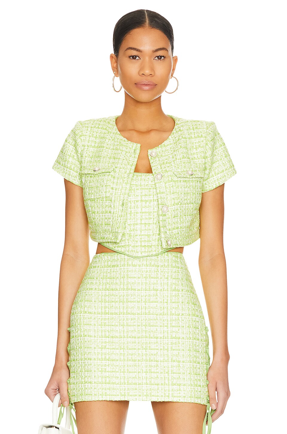 Lovers and Friends Tai Cropped Top in Lime Green Tweed | REVOLVE