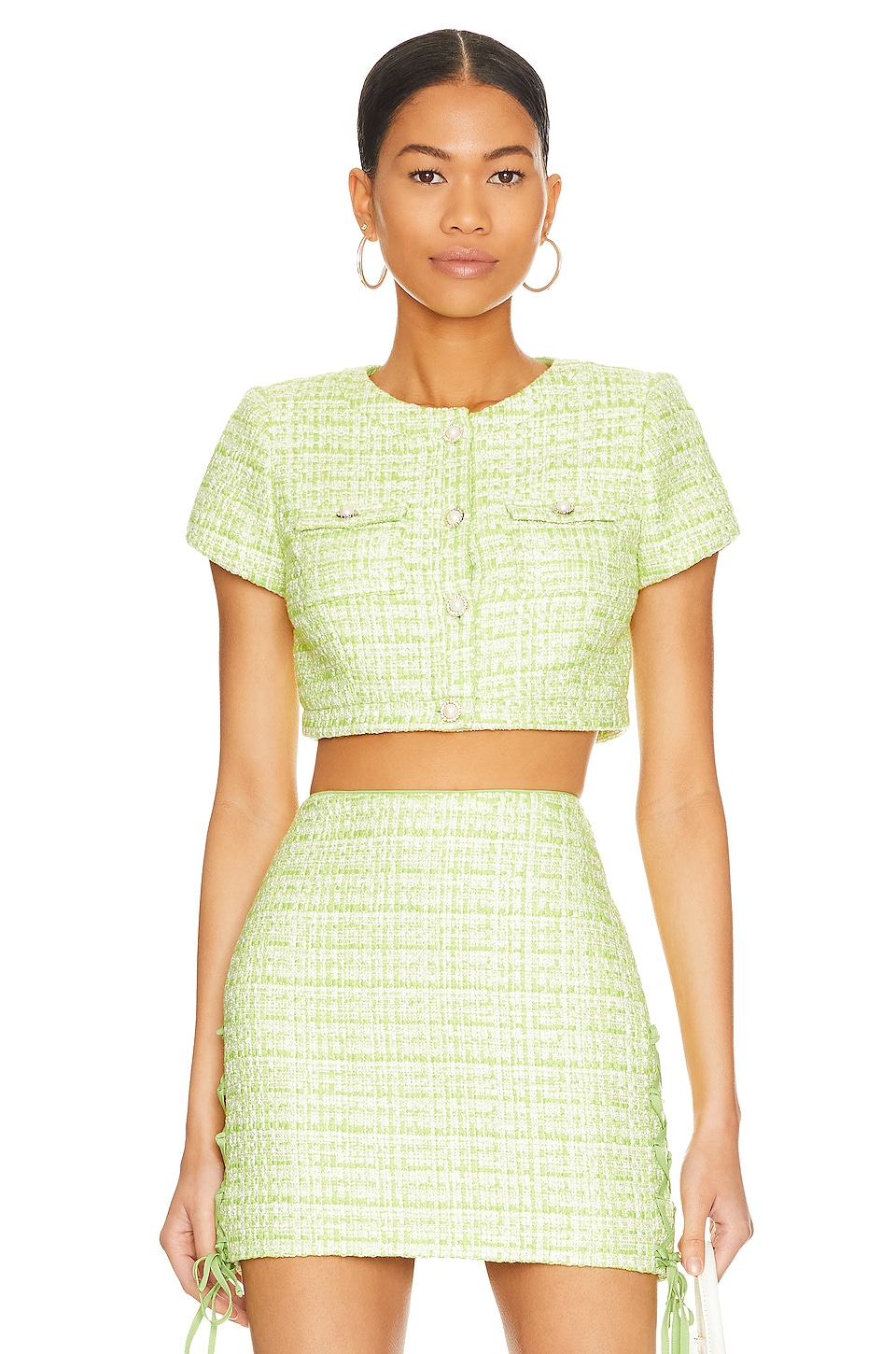 Lovers and Friends Tai Cropped Top in Lime Green Tweed | REVOLVE