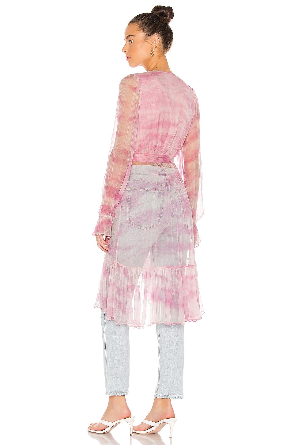 LPA Ruffle Duster With Peasant Sleeve in Rose Tie Dye | REVOLVE