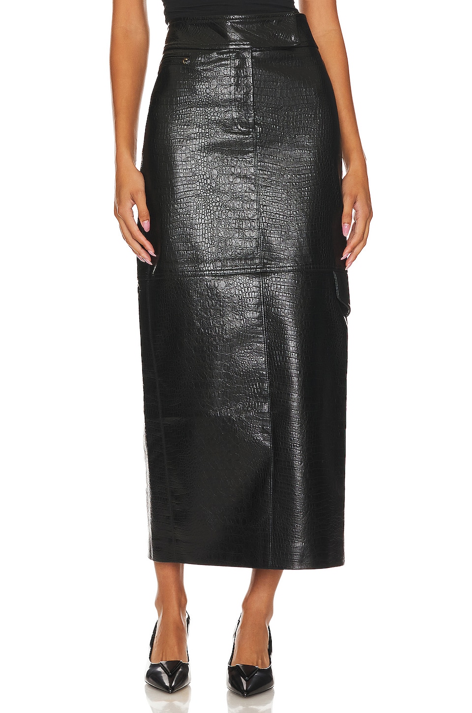 LPA Halle Faux Leather Maxi Skirt in Black | REVOLVE