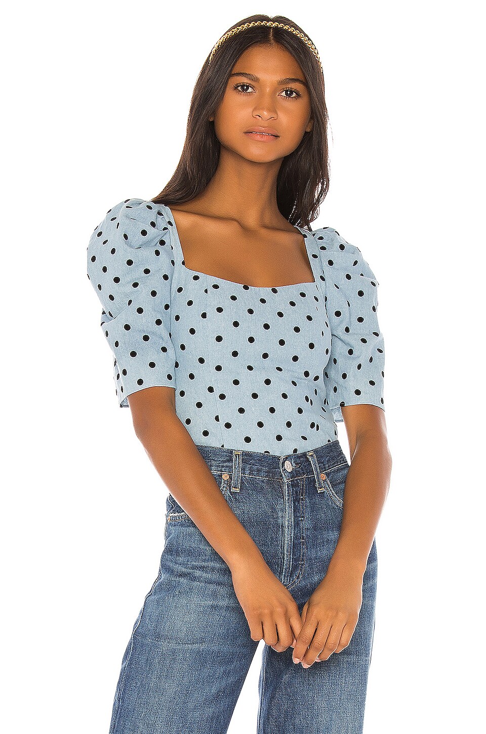 LPA Fabiana Top in Chambray Dot | REVOLVE