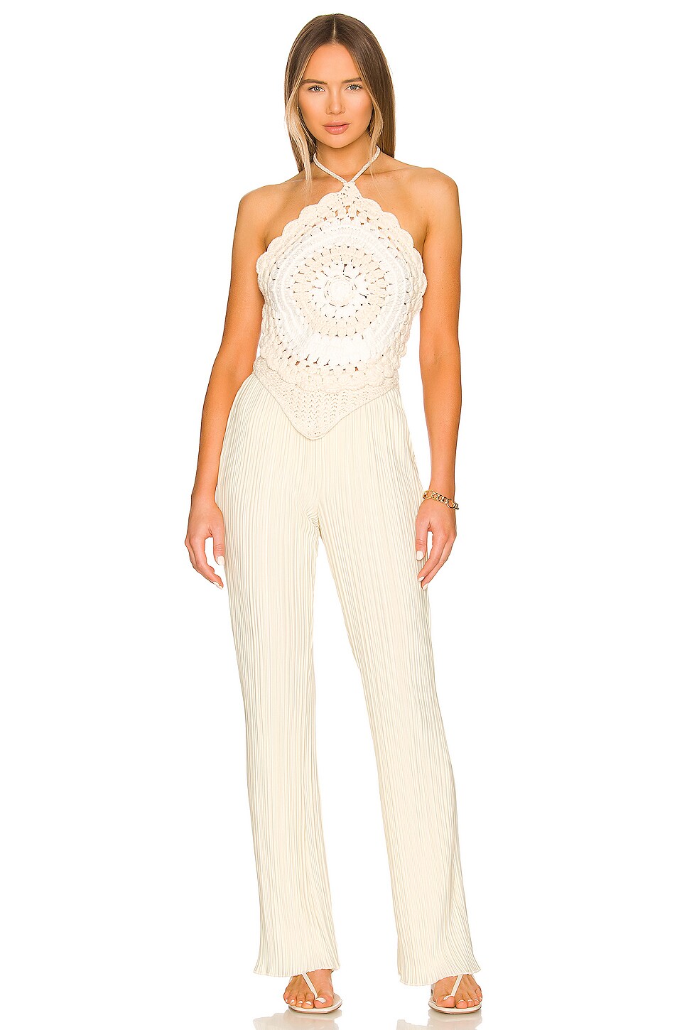 LPA Valo Crochet Halter Top in Ivory & White | REVOLVE