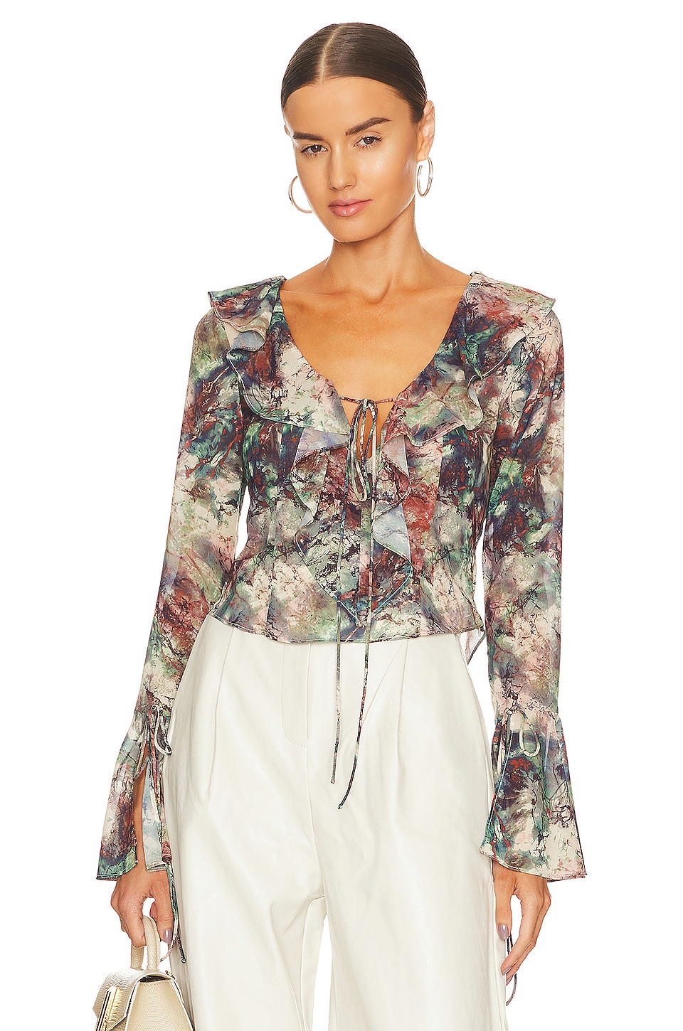 LPA Adrianne Flounce Blouse in Multi Abstract | REVOLVE
