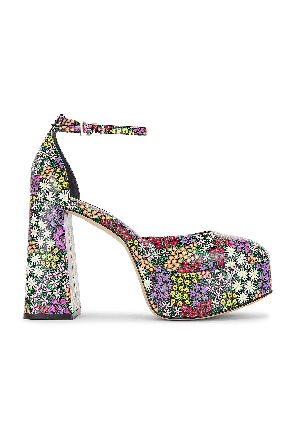 Larroude Ari Pump in Safiano Mixed Flowers Multi & Black | REVOLVE