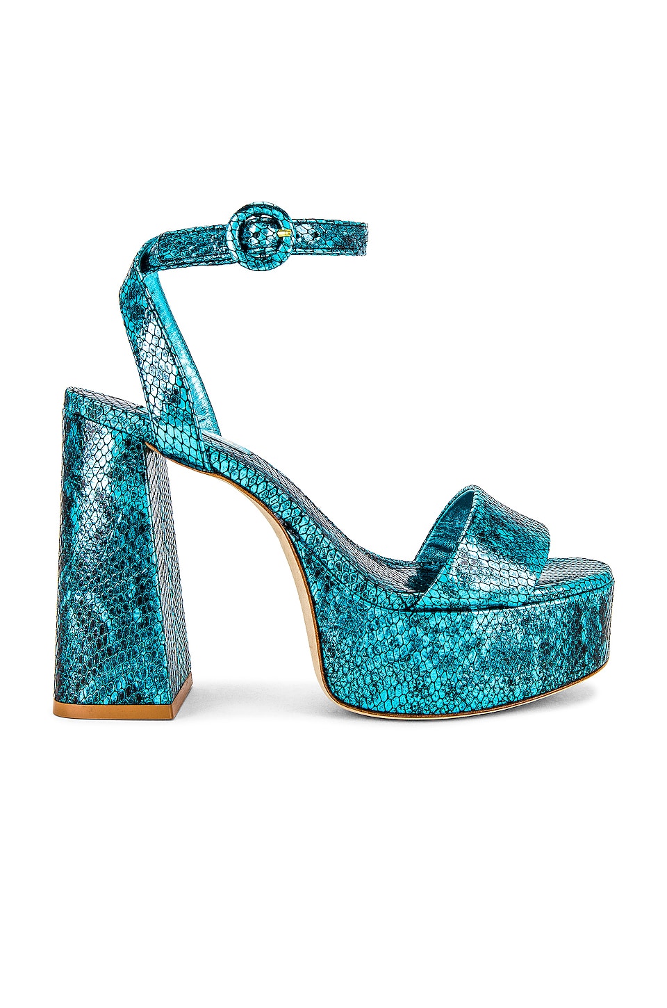 Larroude Dolly Platform in Aqua Snake | REVOLVE