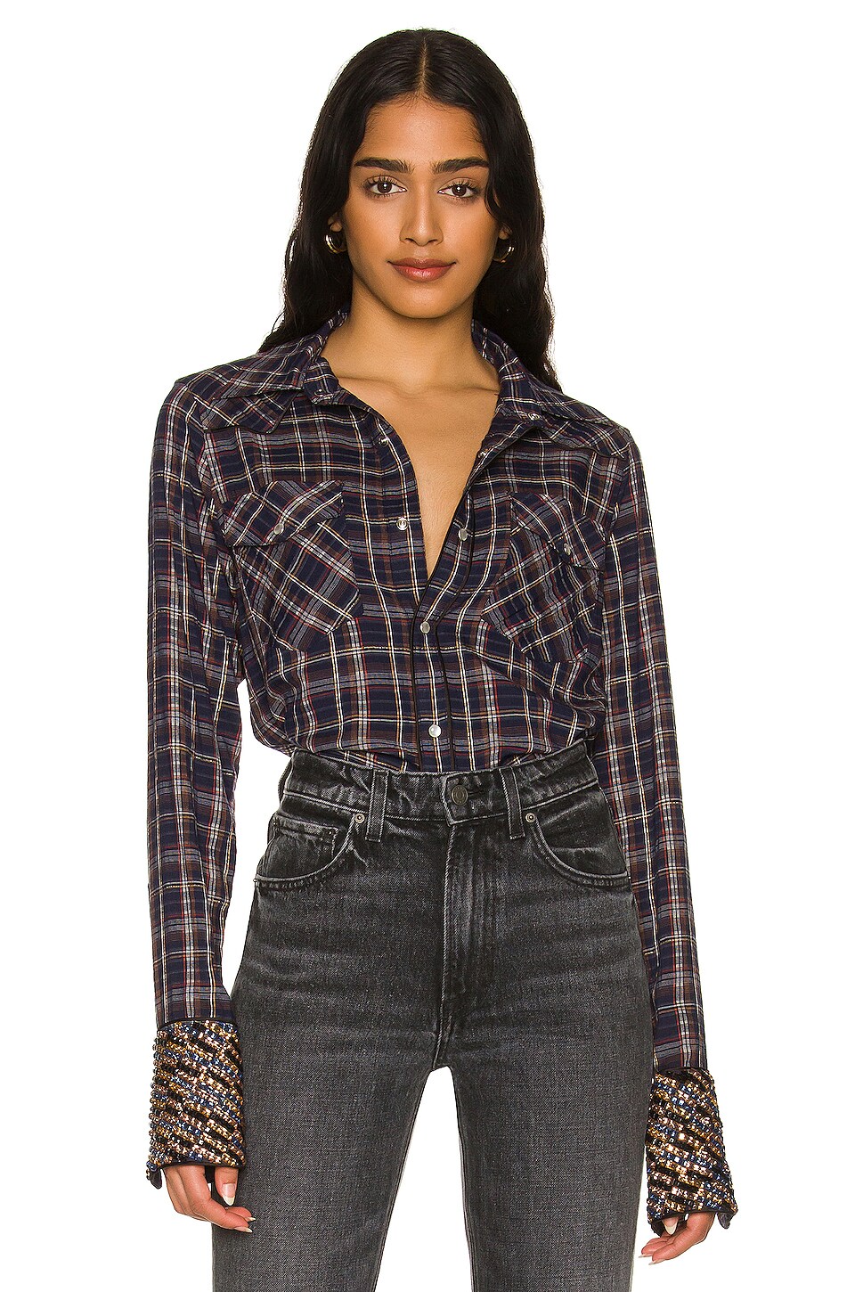 Le Superbe Superstoned Cowboy Shirt in Midnight Plaid | REVOLVE