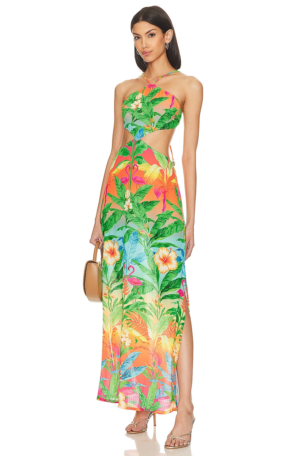 Luli Fama Palm Breeze Cut Out Long Dress in Multicolor | REVOLVE
