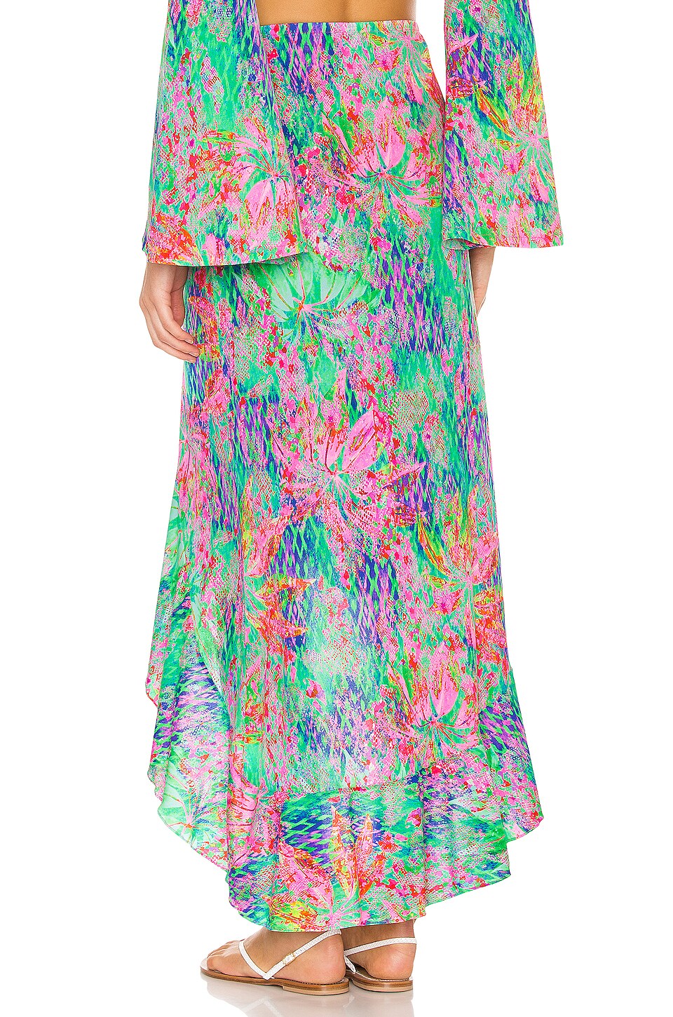 Luli Fama Lemonade Rush Ruffled Hi Lo Slit Skirt in Multicolor | REVOLVE