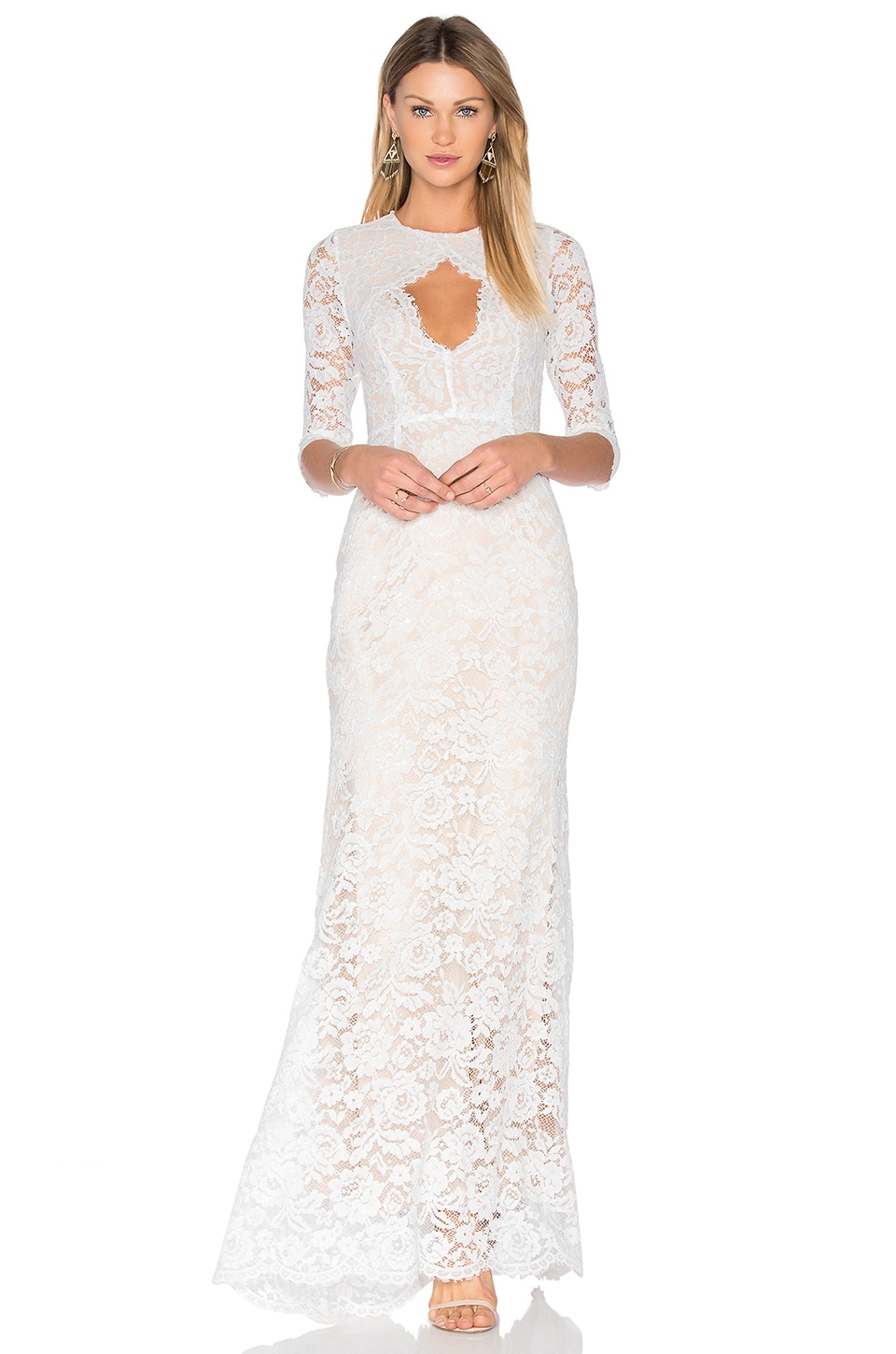 Lurelly Floral Lace Gown In White Revolve