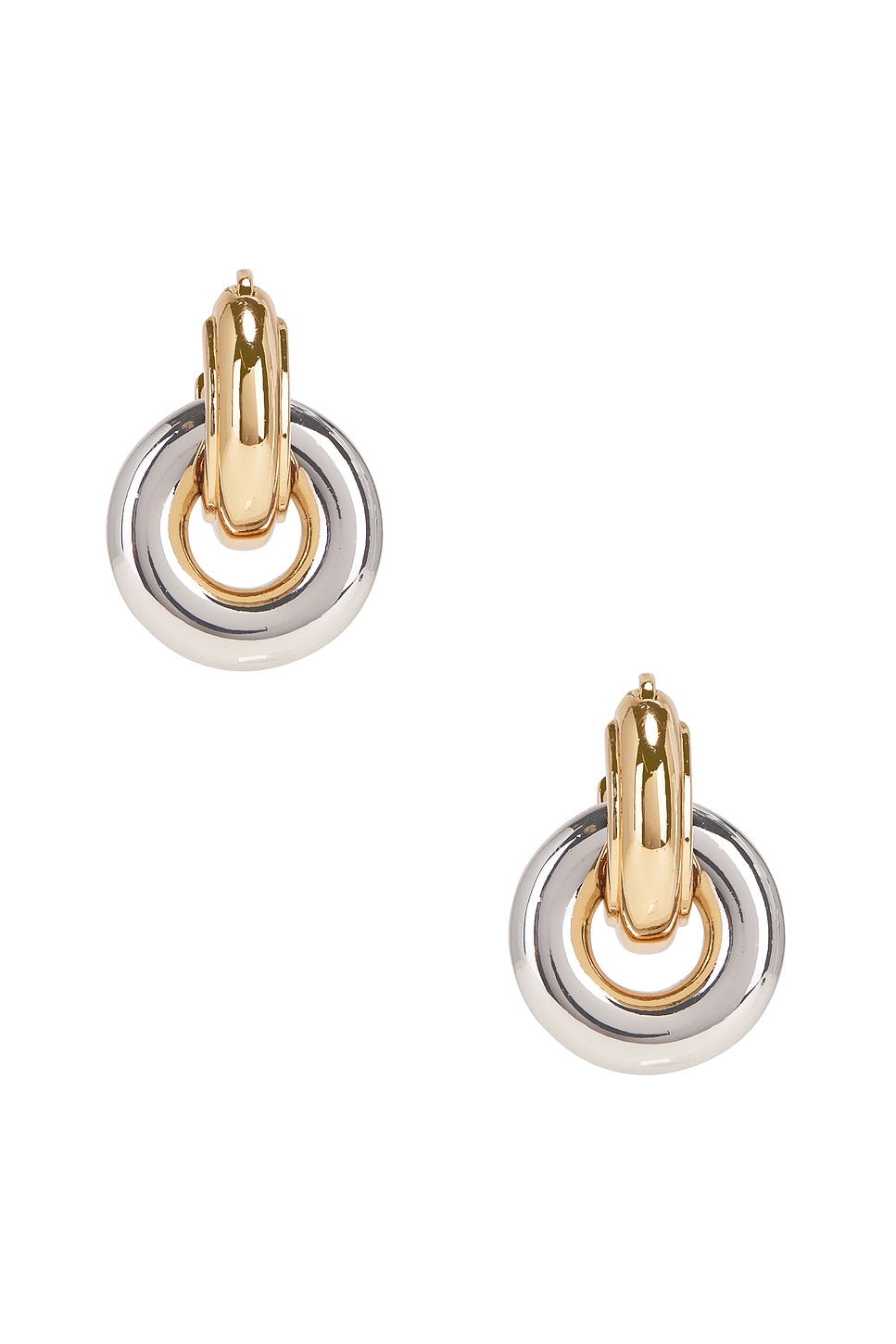 Luv AJ Two Tone Interlock Hoops in Gold | REVOLVE