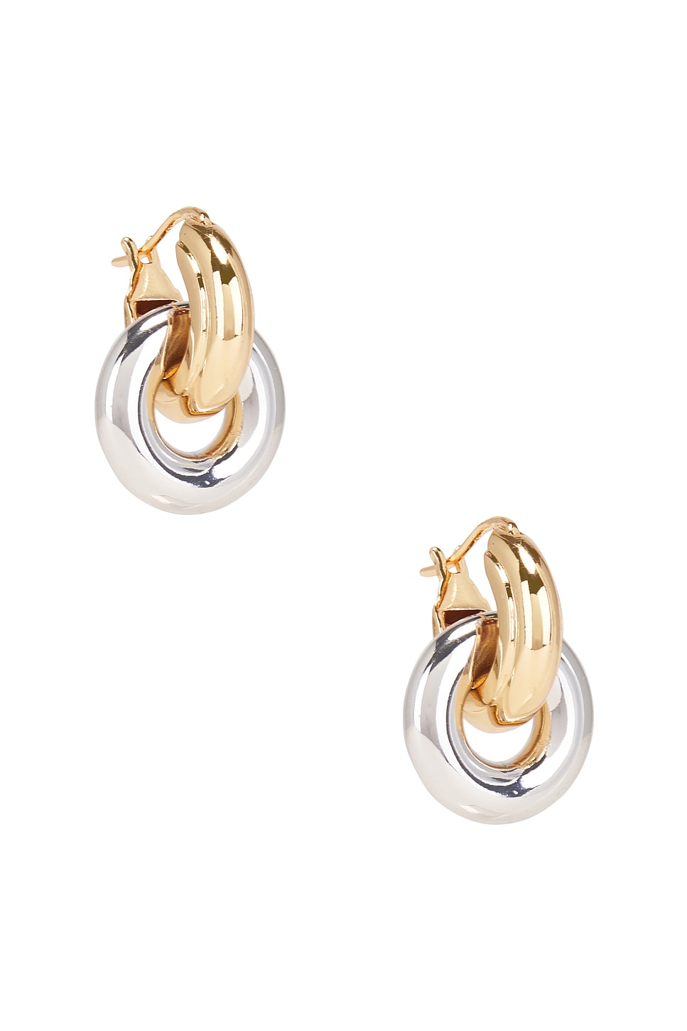 Luv AJ Two Tone Interlock Hoops in Gold | REVOLVE