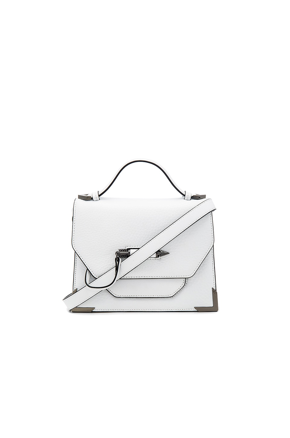 Mackage Keeley Crossbody Bag in White & Gunmetal | REVOLVE