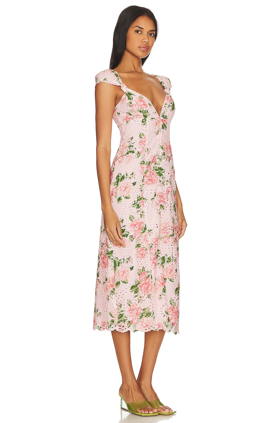 MAJORELLE Chrishelle Midi Dress in Pink & Green | REVOLVE