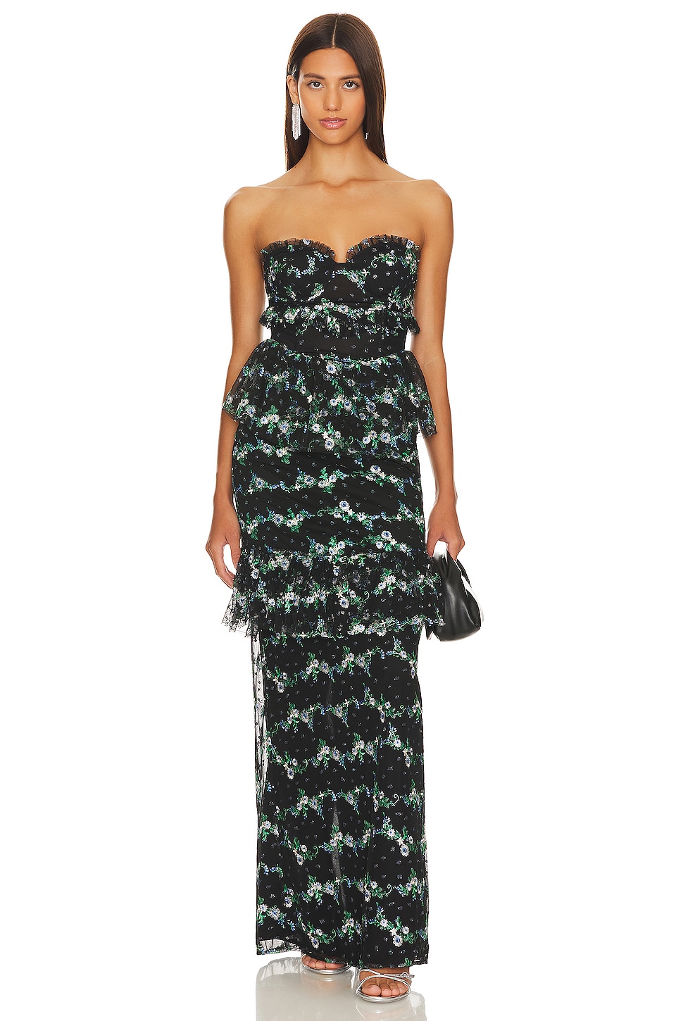 MAJORELLE Katarina Gown in Black Dot | REVOLVE