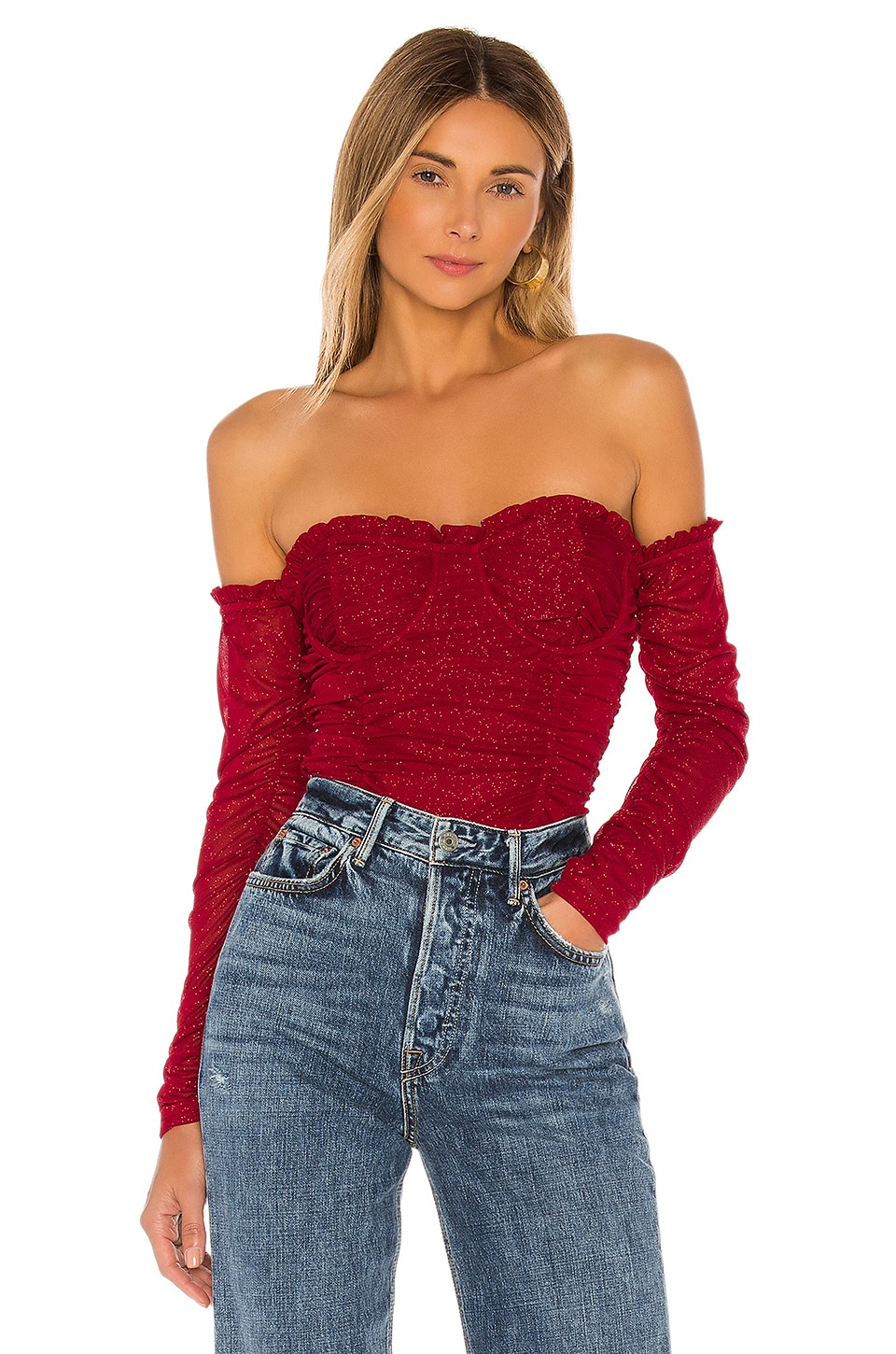 MAJORELLE Gio Bodysuit in Cranberry Red | REVOLVE