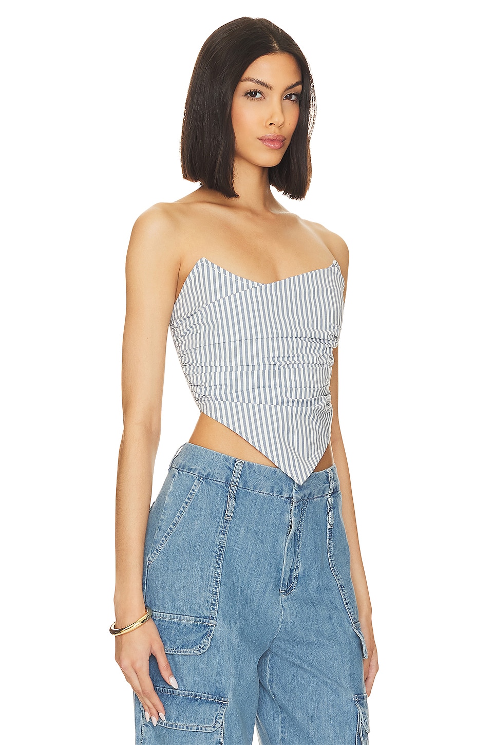 Miaou Poppy Corset in French Girl Stripe Blue | REVOLVE
