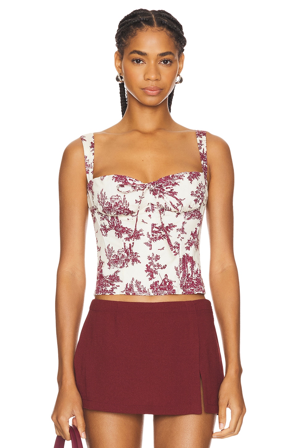 Miaou Agnes Corset in Maroon Toile | REVOLVE