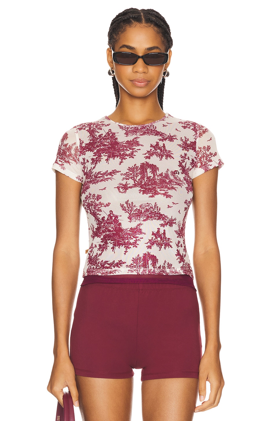 Miaou Mini Tee in Maroon Toile | REVOLVE