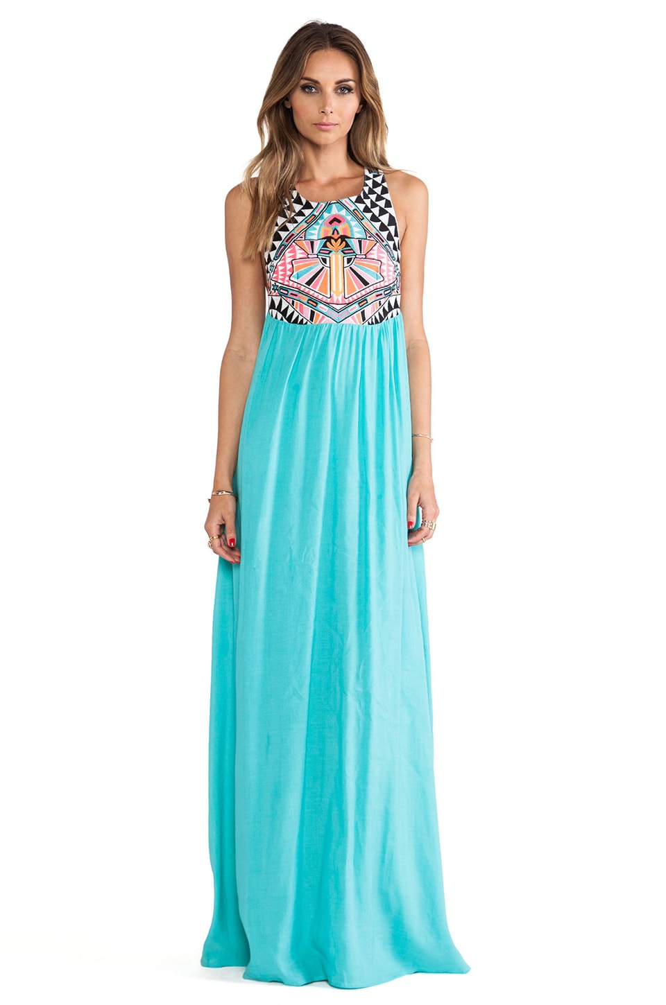 Mara Hoffman Embriodered Maxi Dress in Turquoise | REVOLVE