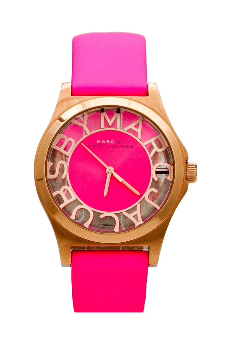 Marc by Marc Jacobs Henry Skeleton Watch in Knockout Pink/Rosegold in ...