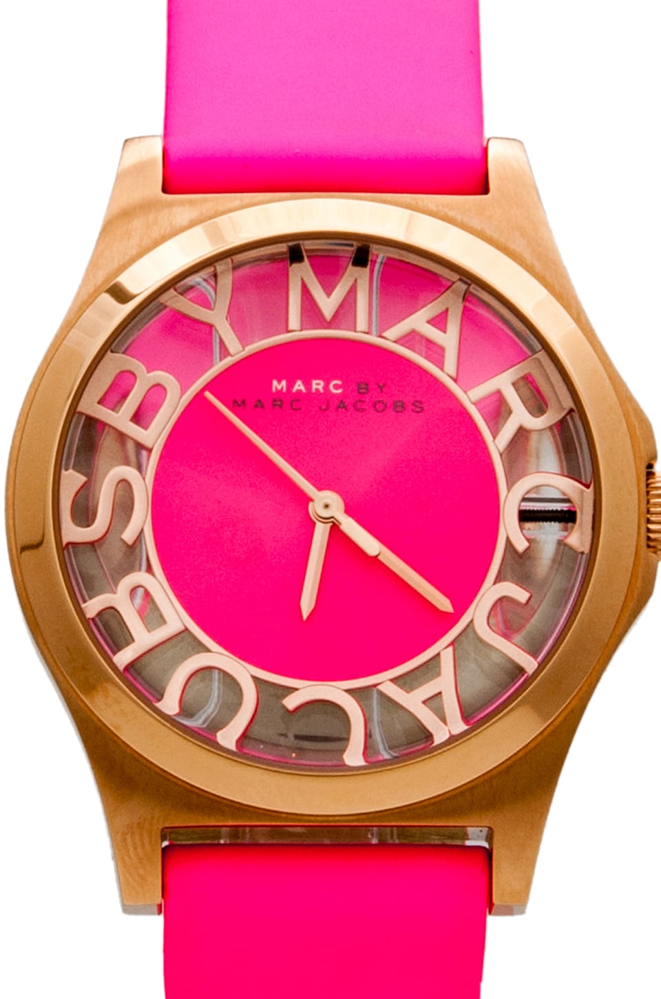 Marc by Marc Jacobs Henry Skeleton Watch in Knockout Pink/Rosegold in ...