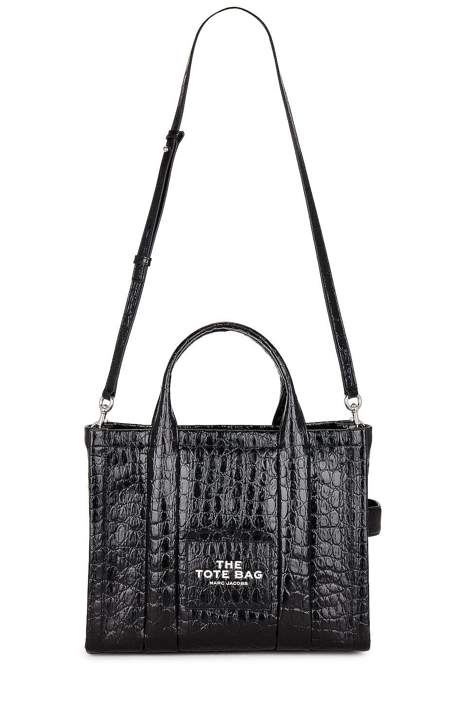 Marc Jacobs The Croc-Embossed Medium Tote Bag in Black | REVOLVE