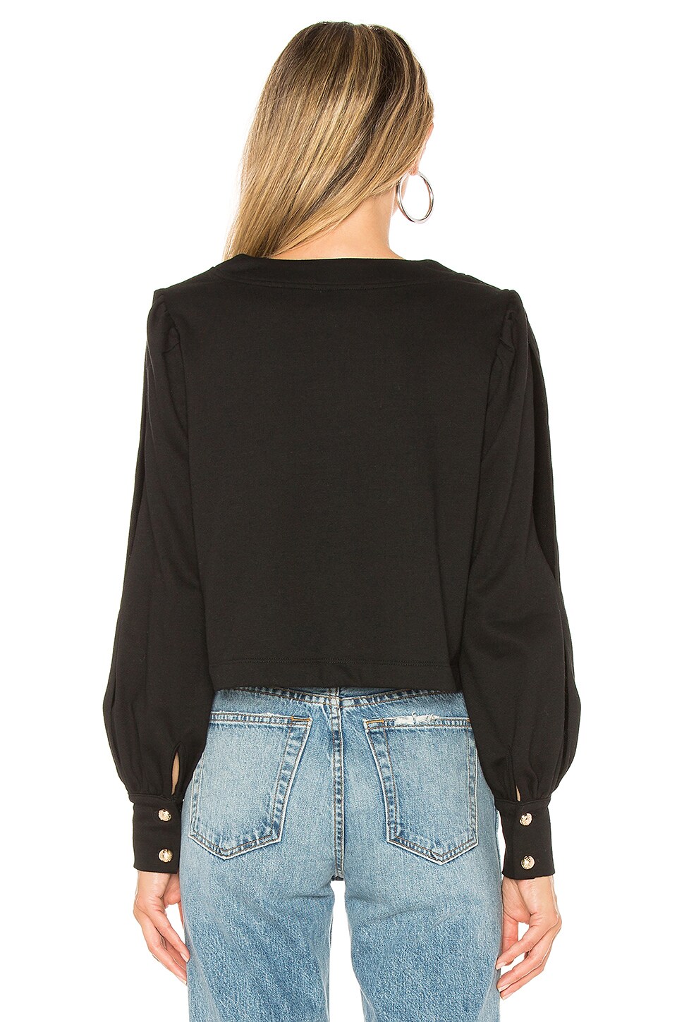 Marled x Olivia Culpo Cut Out Sleeve Sweatshirt in Black | REVOLVE