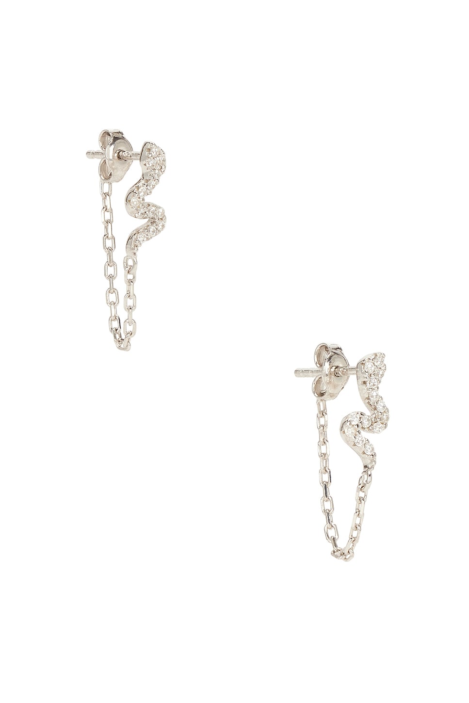 Mazin Jewels Snake Chain Earrings in Silver | REVOLVE