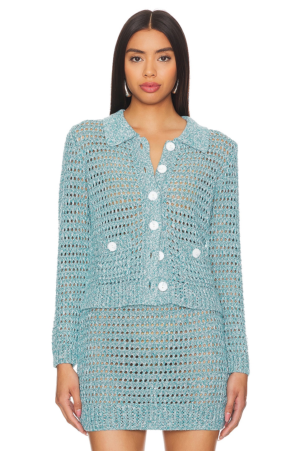 MATTHEW BRUCH Mesh Jacket in Aqua Melange | REVOLVE