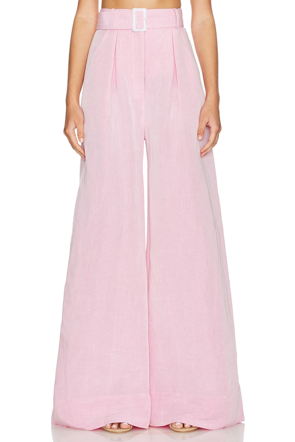MATTHEW BRUCH Wide Leg Pleated Pant in Pink | REVOLVE