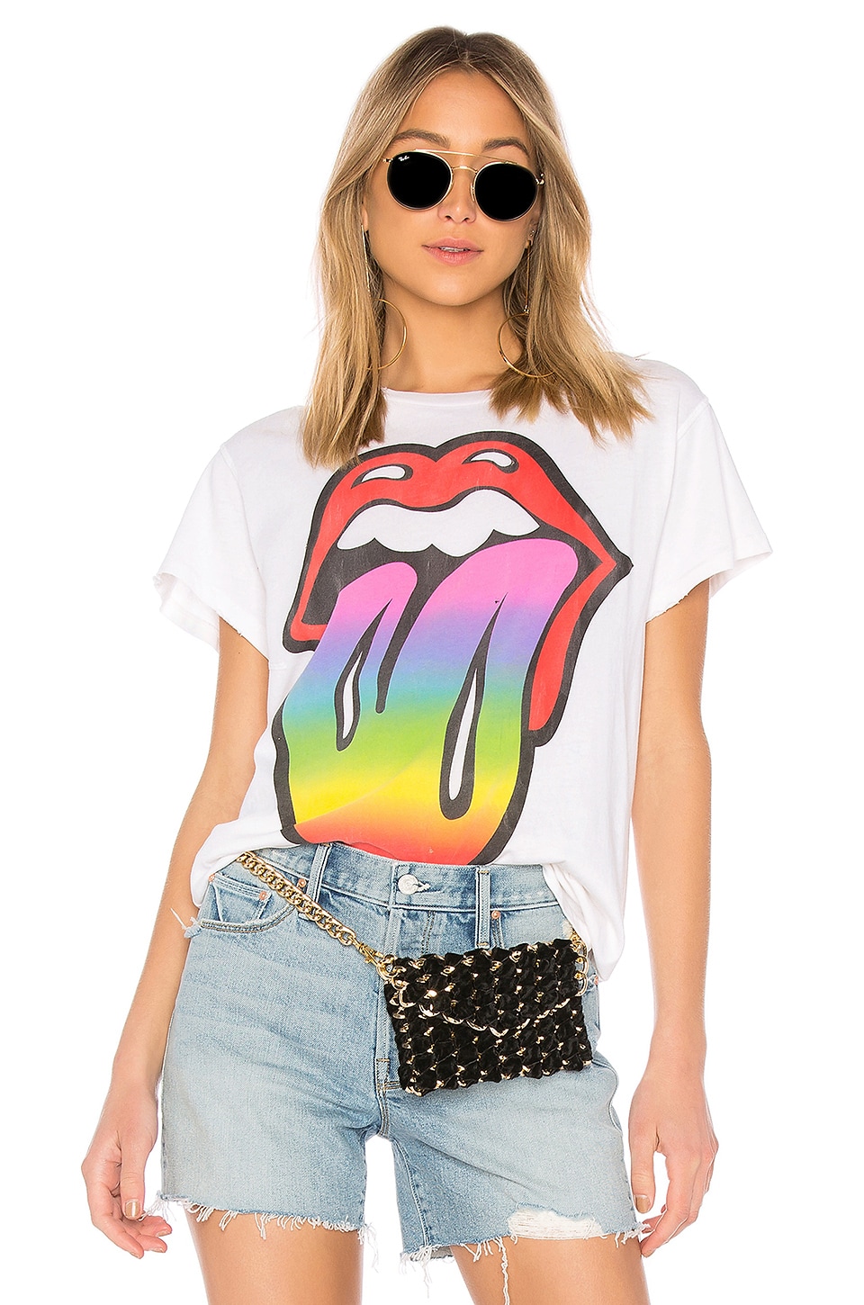 Madeworn x REVOLVE Rolling Stones Color Tongue Crew Tee in Off White ...