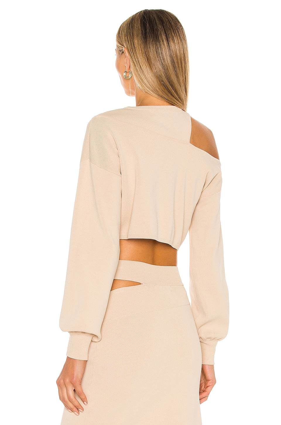 Michael Costello x REVOLVE Asym Cut Out Dolman Sweater in Nude | REVOLVE
