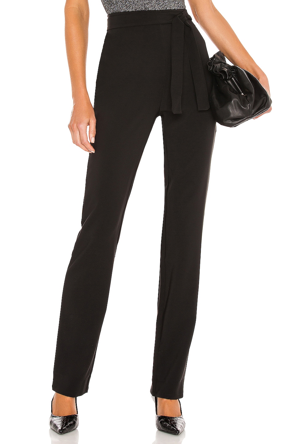 Michael Costello x REVOLVE Tie Waist Relaxed Pant in Black | REVOLVE