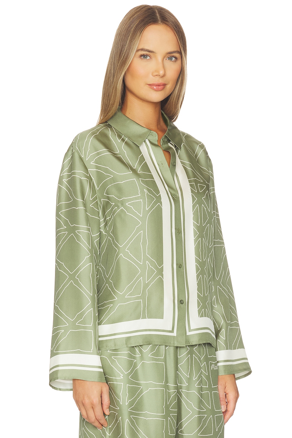 Malbon Irena Button Up Shirt in Olivine | REVOLVE